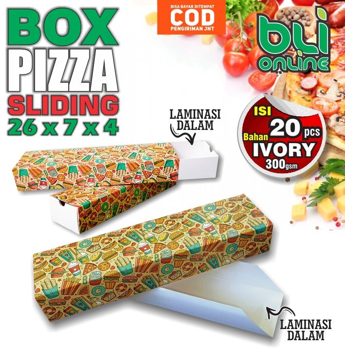 Box pizza sliding 26 x 7 x 4 / isi 20pcs / Box Pizza Panjang / Box ...