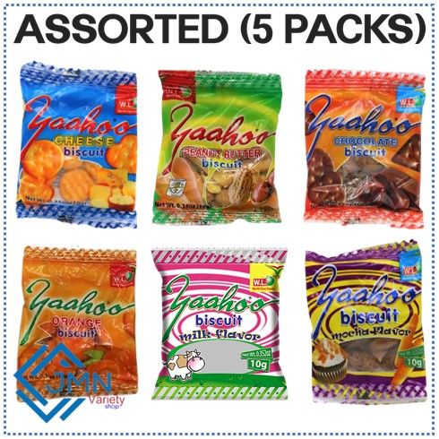 JM FG-0085 | 5 PACKS | Yaahoo Biscuit | Chocolate | Cheese | Orange | Peanut Butter | Mocha ...