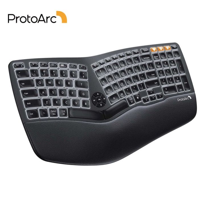 ProtoArc EK01 Bluetooth Split Keyboard with Wrist Rest Rechargeable ...