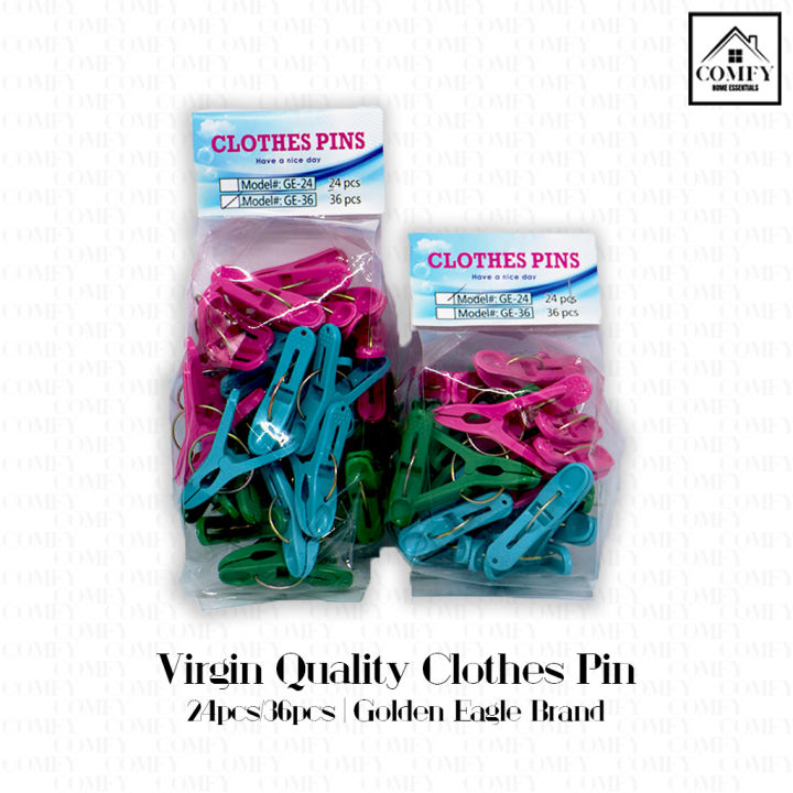 Pack of 24/36 Pcs Virgin Quality Clothes Plastic Clip Pins (Sipit ng ...