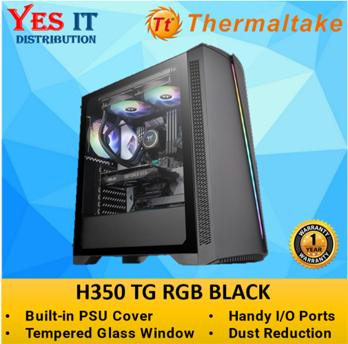 Thermaltake H350 TG RGB ATX Case PC Desktop Casing Black (CA-1R9-00M1WN ...