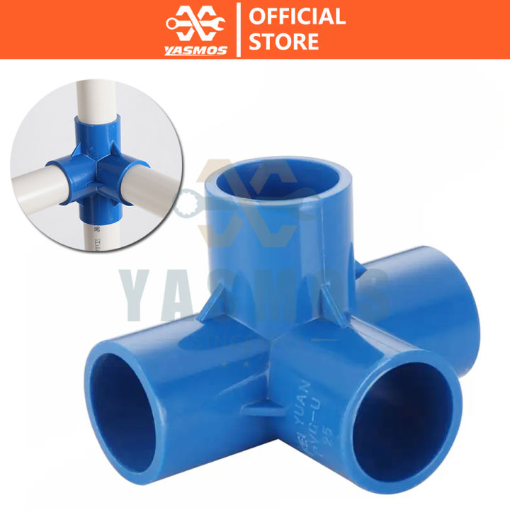 1/2" 3/4'' 1'' Pvc Blue Water Pipeline Fittings 4 Way Tee | Lazada PH