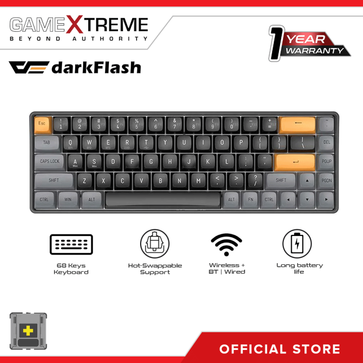 Darkflash GD68 Three-Mode Connectivity Wired and Wireless Mechanical Keyboard Brown Sugar Yellow ...