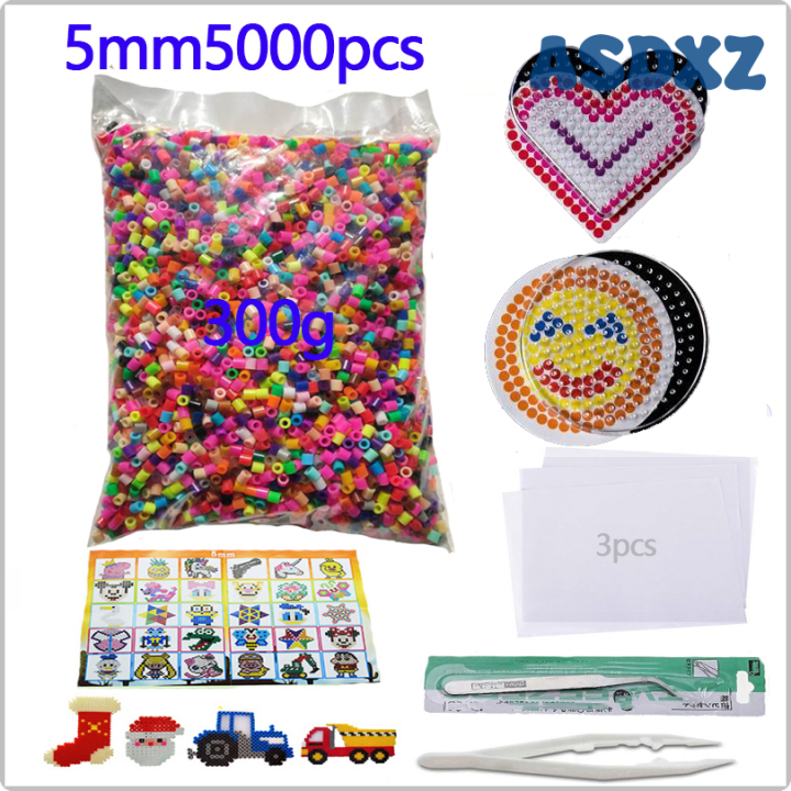 Asdxz 5000 chiếc hạt Hama lớn 5mm (2 Mẫu + 3 giấy sắt + 2 nhíp) hạt Hạt ...