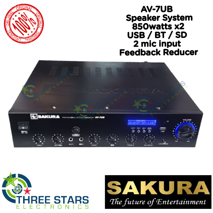 2021 Original SAKURA AV-7UB 850Wx2 2 CHANNEL AMPLIFIER WITH USB/SD PORT ...