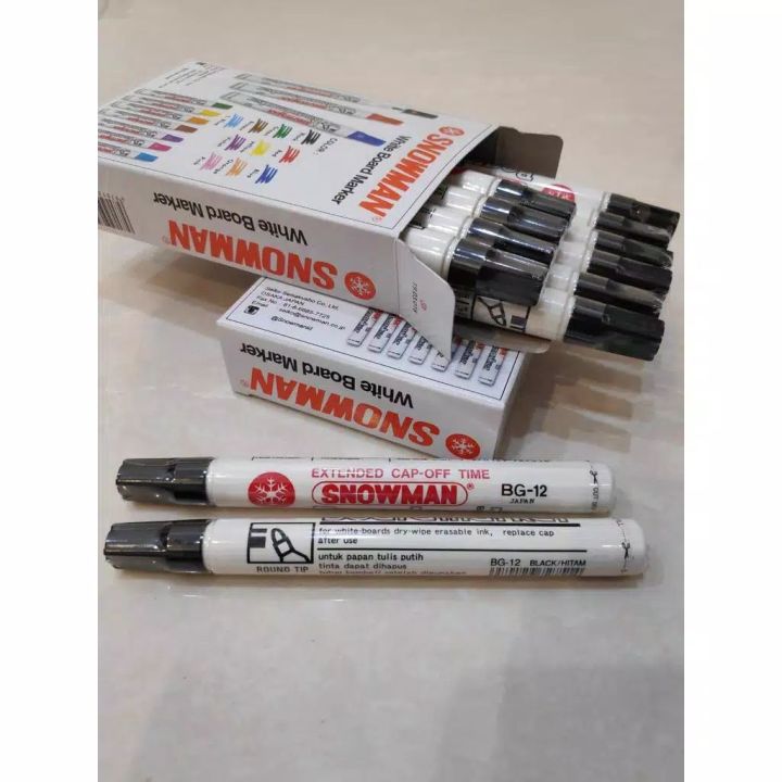 Spidol Whiteboard Snowman BG-12 Warna BLACK / Harga per biji | Lazada ...