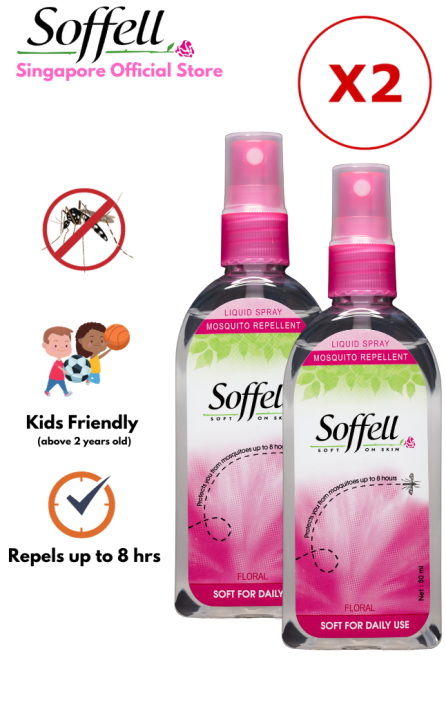 SOFFELL Floral Scented Mosquito Repellent 80 ML x 2 units (Contains ...