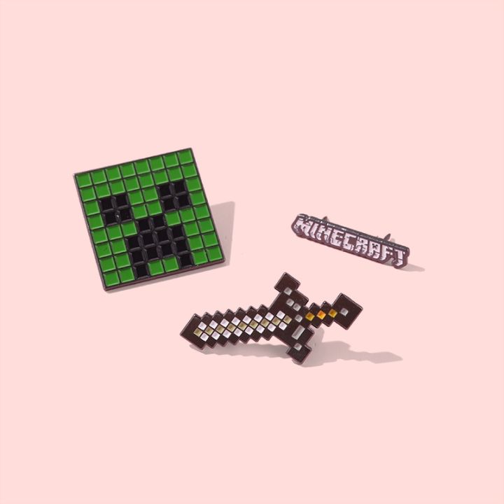 3รูปแบบเกม Minecraft Pin ปกอาวุธเคลือบเข็มกลัดการ์ตูนกระเป๋าเป้สะพาย ...