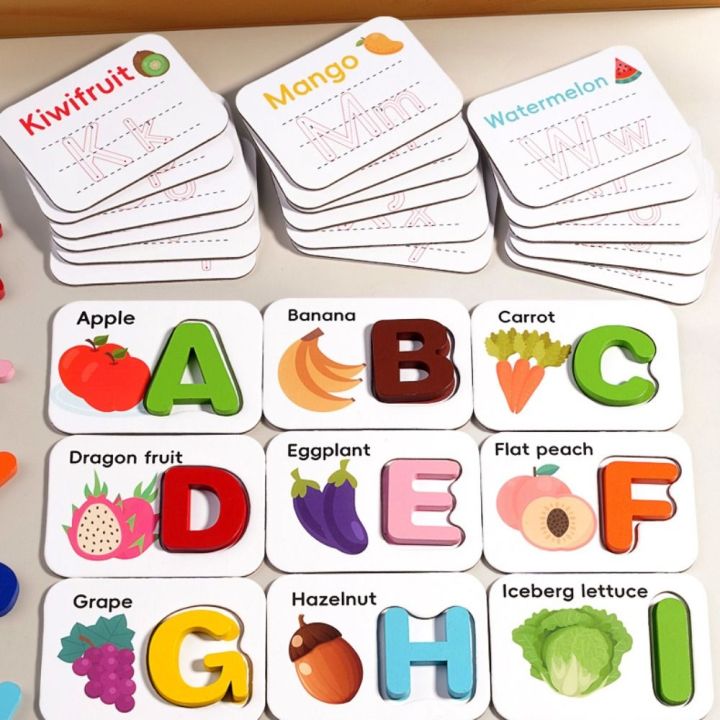 English Exercise Alphabet Flash Cards Set Educational Wooden Letter ...