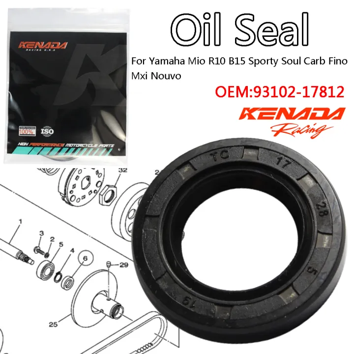 Kenada Racing OIL SEAL PRIMARY DRIVE MIO R10 B15 SPORTY/SOUL CARB/FINO/MXi/NOUVO 93102-17812 ...