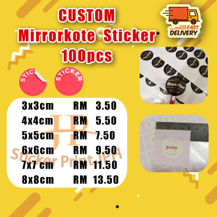 ⭐⭐100pcs⭐⭐ Sticker Label Custom 🌜3cm ~ 8cm🌛 Mirrorkote Sticker | Lazada