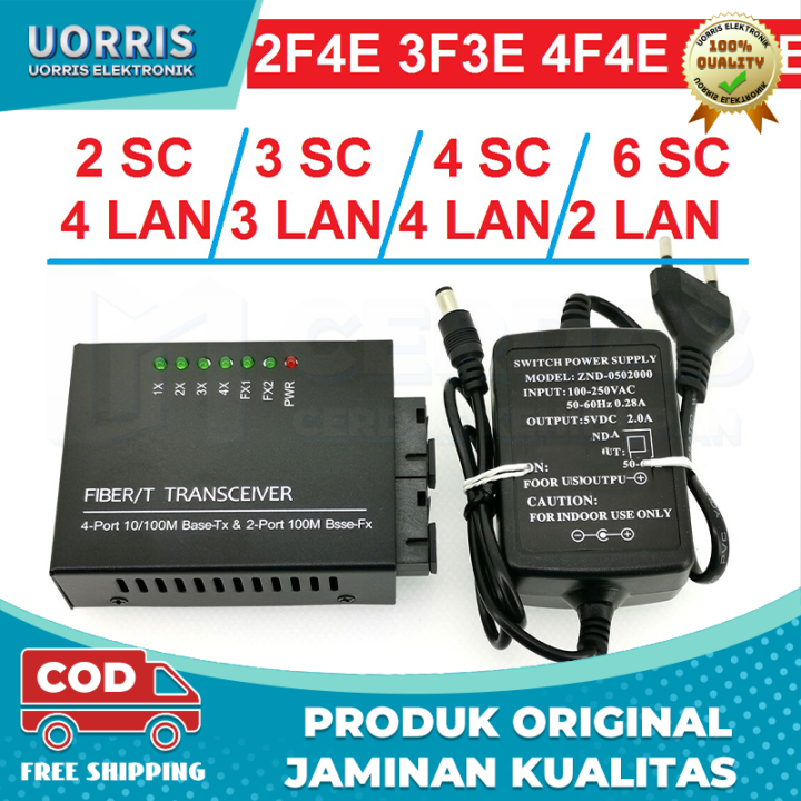 Media Converter Fiber 4 Port SC FO 2 LAN Rj45 6 Port 4 Port Ethernet ...