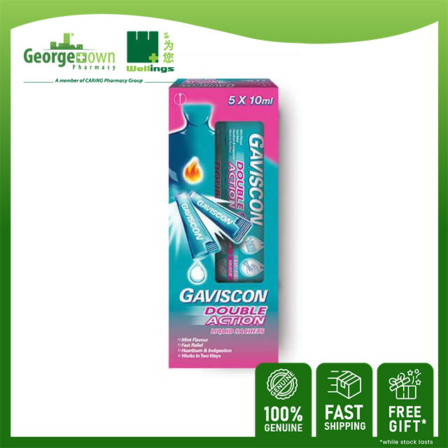 GAVISCON DOUBLE ACTION LIQUID ANTACID SACHET 10ML X 5S | Lazada
