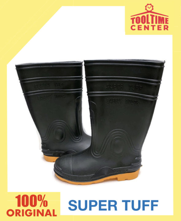 Super Tuff Mens’ Safety Rubber Boots in Black - High Cut | Lazada PH