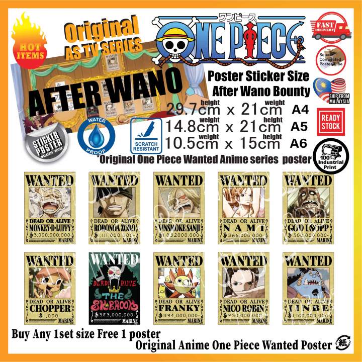 [PREMIUM QUALITY] One Piece WANO Wanted | Luffy Mugiwara Straw Crew ...