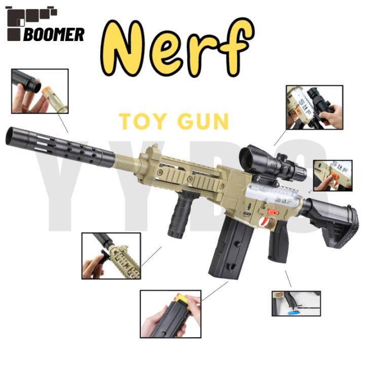 BOOMER NERF BLASTER TOY GUN SAFE SOFT BULLET GUN ELECTRIC AUTOMATIC ...