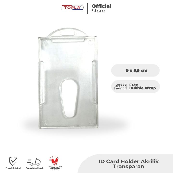 100 PCS TOPLA ID Card Holder Akrilik / ID Card Bening Acrylic / ID Card ...