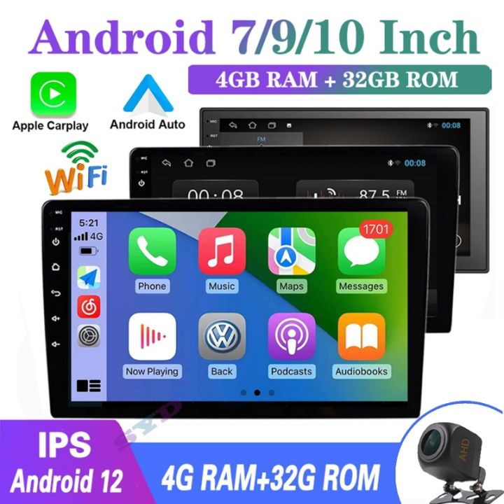 [ 4GB RAM+32GB ] 7/9/10 inch Double Din Android Car Player Bluetooth ...
