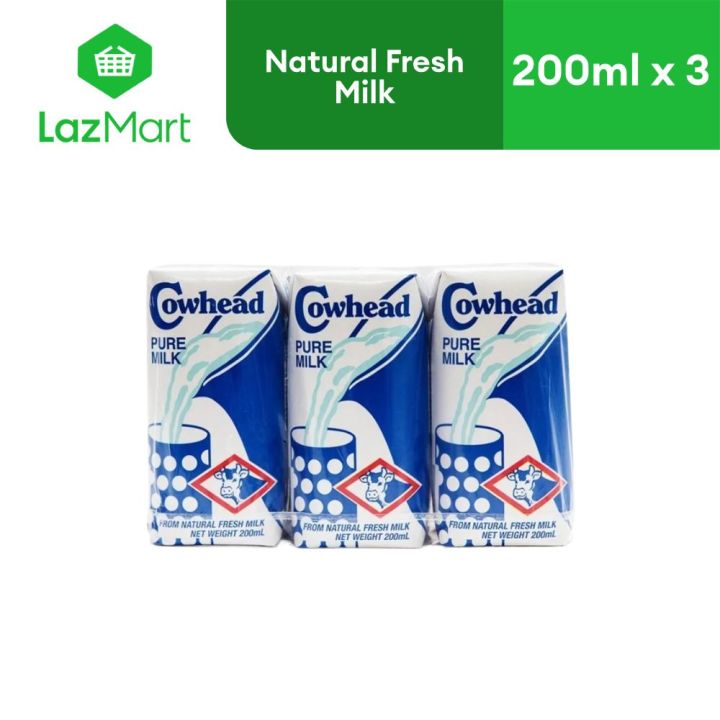 Cowhead Pure UHT Fresh Milk 200ml x 3 | Lazada PH