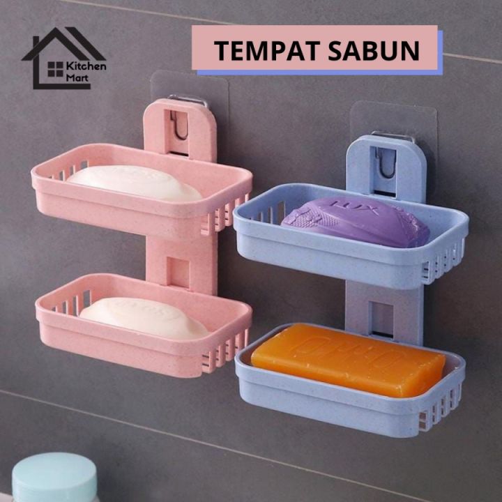 Tempat Sabun Mandi Tempel 2 Tingkat Serbaguna Tempat Sabun Plastik ...