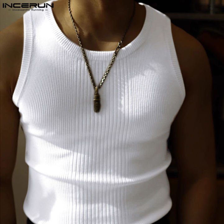 INCERUN Men Patchwork O-Neck Sleeveless Skinny Tank Tops Casual Summer ...