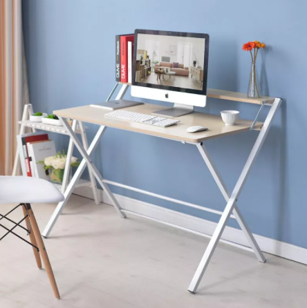 TAB-08 Foldable Computer Desk with Shelf Folding Computer Table Space ...