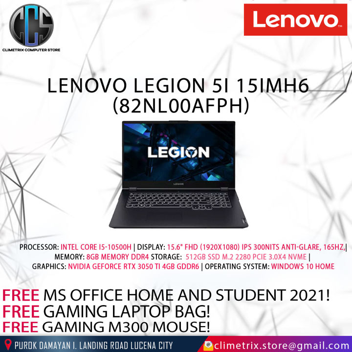 Lenovo Legion 5i 15IMH6 82NL00AFPH, 15.6in FHD IPS 165Hz, Core i5-10500H/8GB RAM/512GB SSD/RTX ...