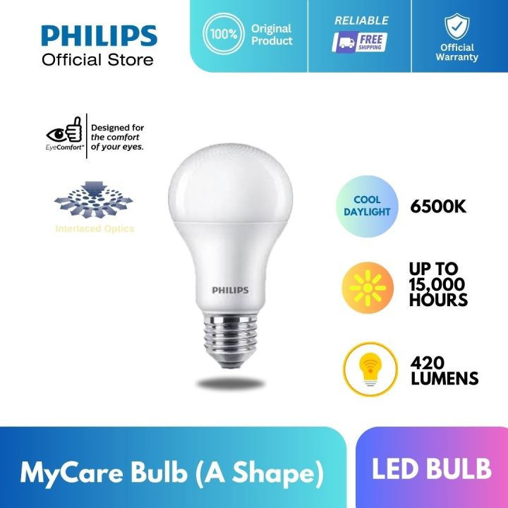Philips MyCare LED Bulb A-Shape E27 6500K 230V Cool Daylight with Eye ...