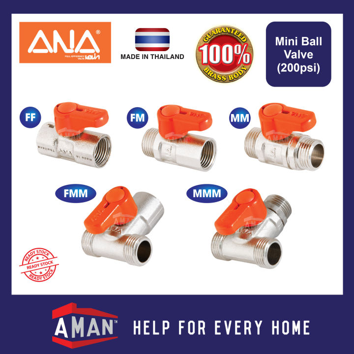 ANA Mini Ball Valve Aluminium Handle Ballcock Stopcock Faucet Water Tap ...