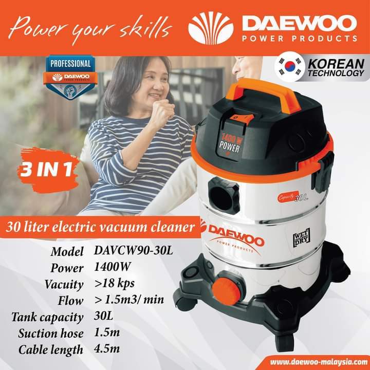 Daewoo Wet And Dry Vacuum Cleaner 1400w Davcw90 30l Lazada