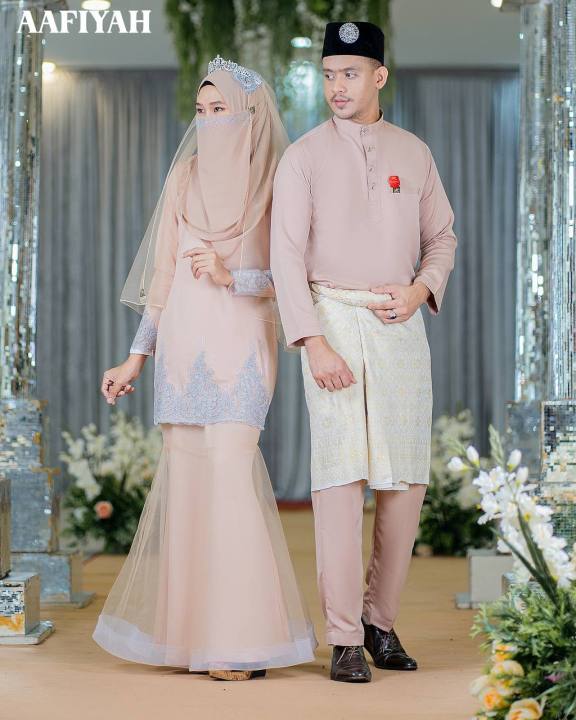 [ CHAMPAGNE NUDE ] PAKEJ 7 ITEM SET NIKAH AAFIYAH/Baju Kurung Nikah ...