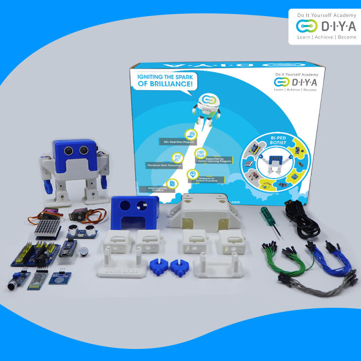 STEM Toys DIYA BiPed Botist Kit (LEVEL 3 ) Ages 7+ Y Robotics Kit 150+ parts Learn Robotics ...