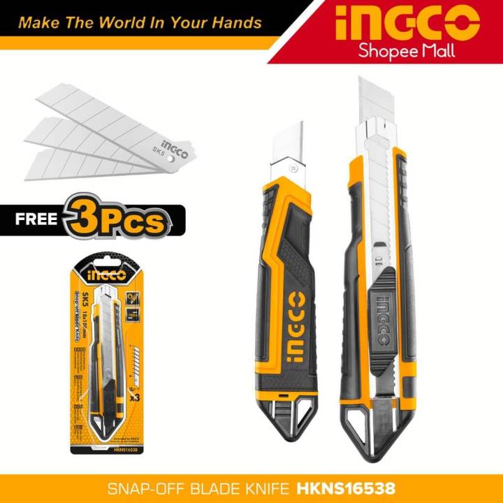 Industrial Snap Off Blade Cutter Knife (18x100mm) with 3pcs SK5 Blades ...