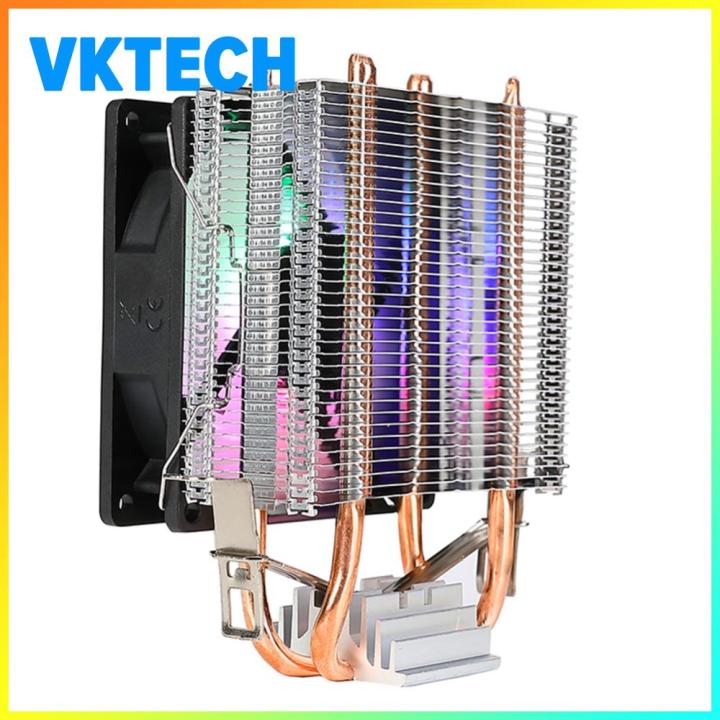 [Vktech]90mm CPU Cooler with 2 Heat Pipes CPU Air Cooler 3PIN CPU ...