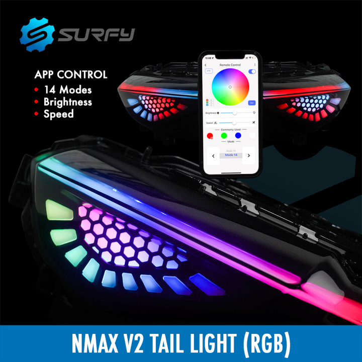 Nmax V2 Tail Light By App Conrtrol RGB Smoke Flowing LED Lighting Plug ...