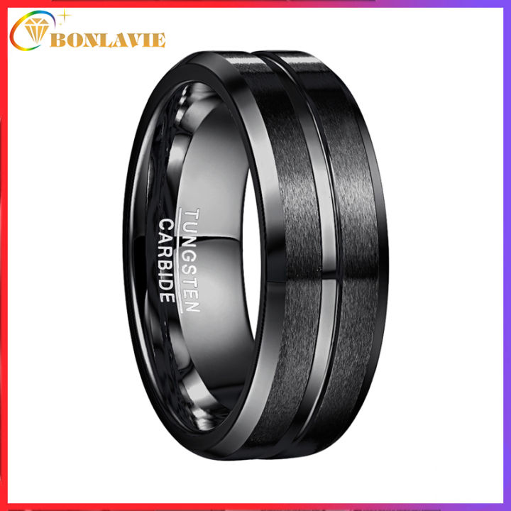BONLAVIE Tungsten Carbide Ring Men Women Wedding Band Engagement Ring ...