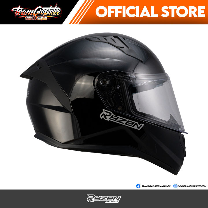 RYZEN ZX 900 GLOSS BLACK WHITE FULL FACE DUAL VISOR | Lazada PH