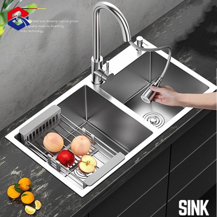 TQTQ SUS304 Kitchen Sink lababo Nano Sink Handmade Single/Double Sink ...