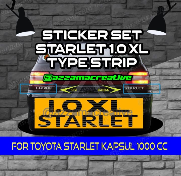 Stiker Toyota Starlet kapsul 1.0 XL tipe strip | Lazada Indonesia