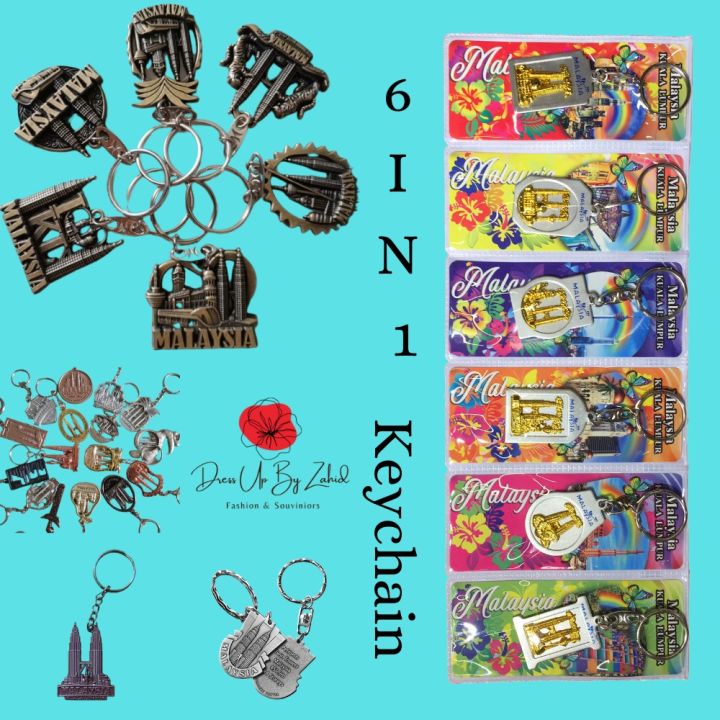 Malaysian Souvenir Keychain 6 in 1 Random design/ Gantungan Kunci 6 ...