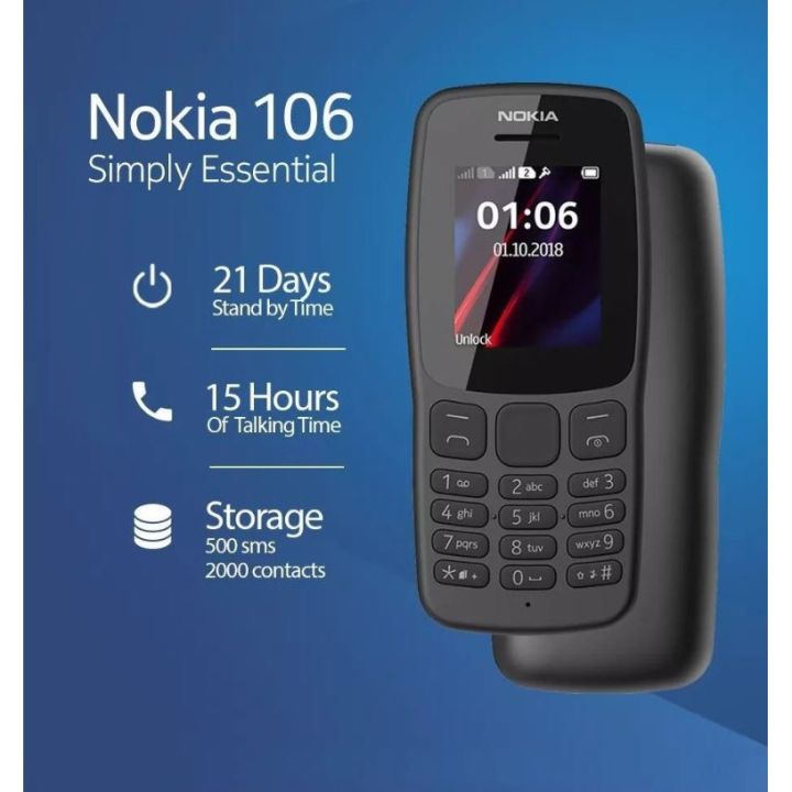 Basic Mobile phone for nokia 106 Dual Sim With Camera 1.77TFT Display ...