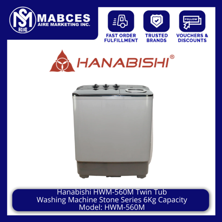 Hanabishi HWM-560M 6 Kg Twin Tub Washing Machine Stone Series | Lazada PH