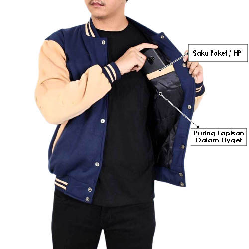 Jaket Baseball Varsity Polos Full Lapisan Dalam / Jaket Varsity ...