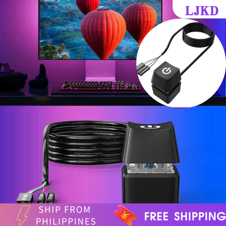1.65m Desktop Computer Power Switch Blue LED Lights PC External Start ...