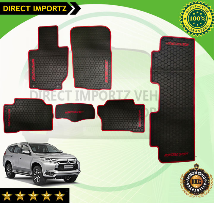 Mitsubishi Montero Sport 2016 to 2022 Premium Rubber Matting Red lining ...