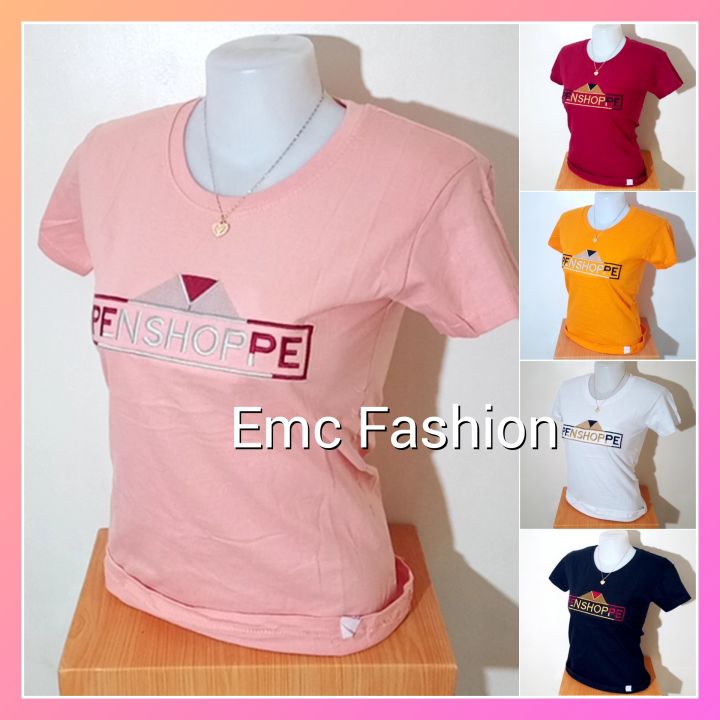 PS0332 Emc Fashion Ladies Cut Overrun T-Shirt For Women Embroidered ...
