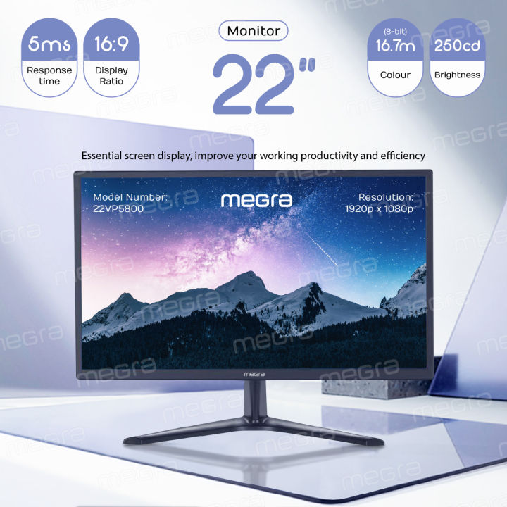 MEGRA PC Monitor 22 inch & 19 inch 75Hz Home and Office Computer PC ...