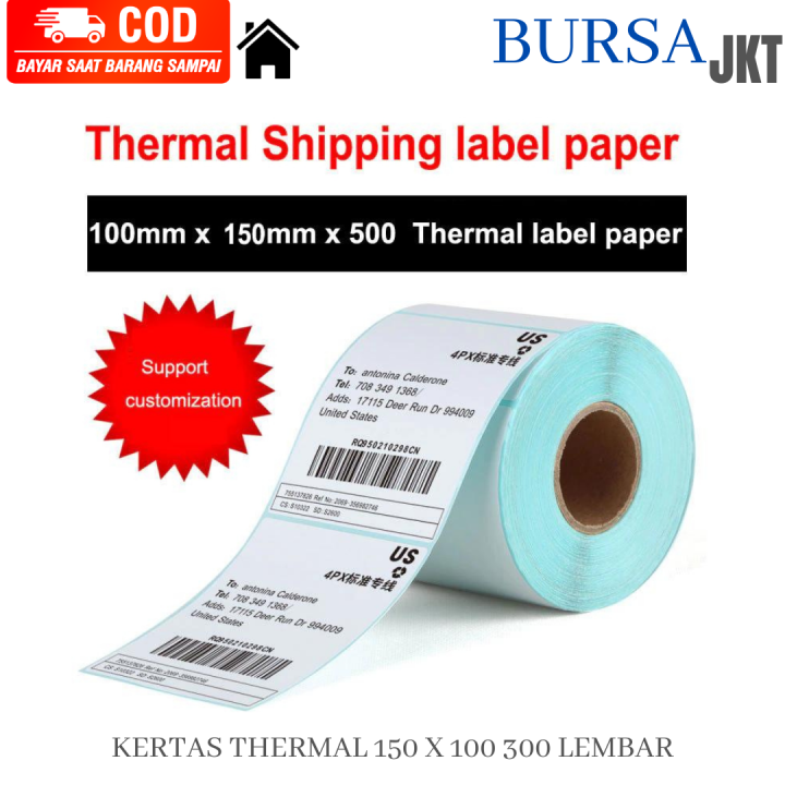 KERTAS THERMAL UKURAN 150 X 100 ISI 300 LEMBAR | Lazada Indonesia