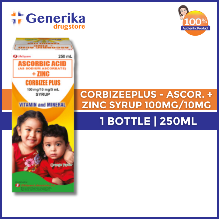 Corbizee Plus Ascorbic Acid + Zinc Syrup (100mg/10mg - 250ml) | Lazada PH