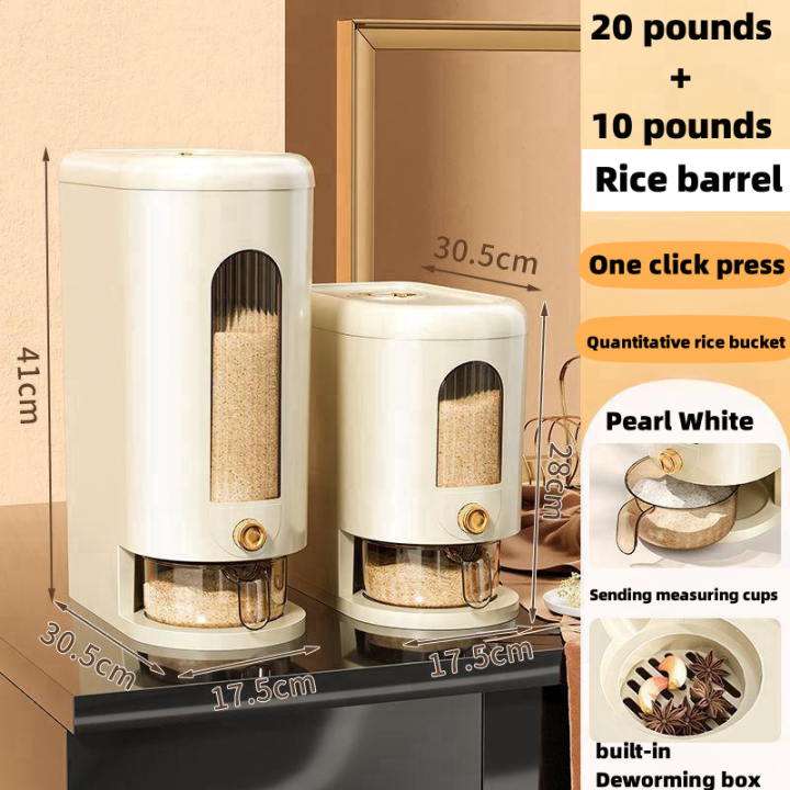 Automatic Rice Dispenser Storage Kitchen Rice Storage Container Push ...